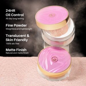 FV Translucent Loose Face Powder, Long Lasting & Lightweight Setting Powder with Matte Finish, Fine Powder for Natural Look, Minimizing Pores and Fine Lines Baking Powder 0.35oz (10g)