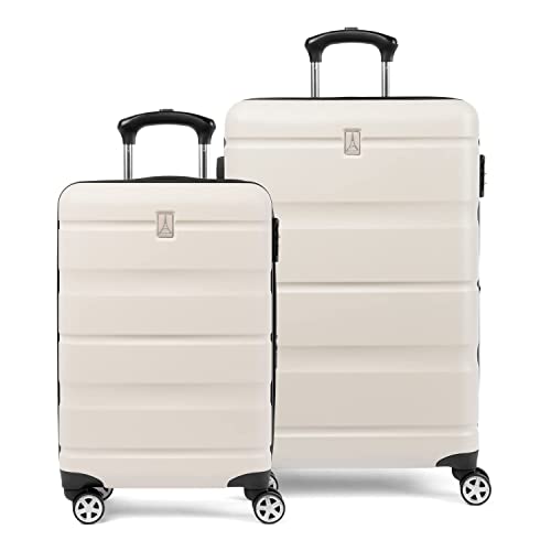 Travelpro Runway 2 Piece Luggage Set, Carry-on & Convertible Medium to Large 28-Inch Check-in Hardside Expandable Luggage, 8 Spinner Wheels, TSA Lock, Hardshell Suitcase, White