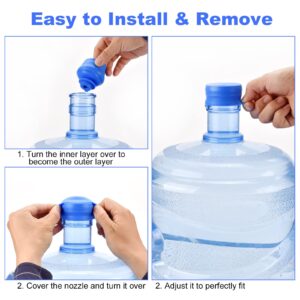 3 & 5 Gallon Water Jug Cap, Kingmall 3rd Generation Silicone Reusable Replacement Cap Non-Spill & Leak Free Top Lid Cover fits 55mm Bottles【3PCS】