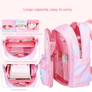 Youngsing Girls Backpack,Backpacks for Girls,Kids Backpack with Compartments Elementary School Bag For Girls School Backpack for Girls (Pink)