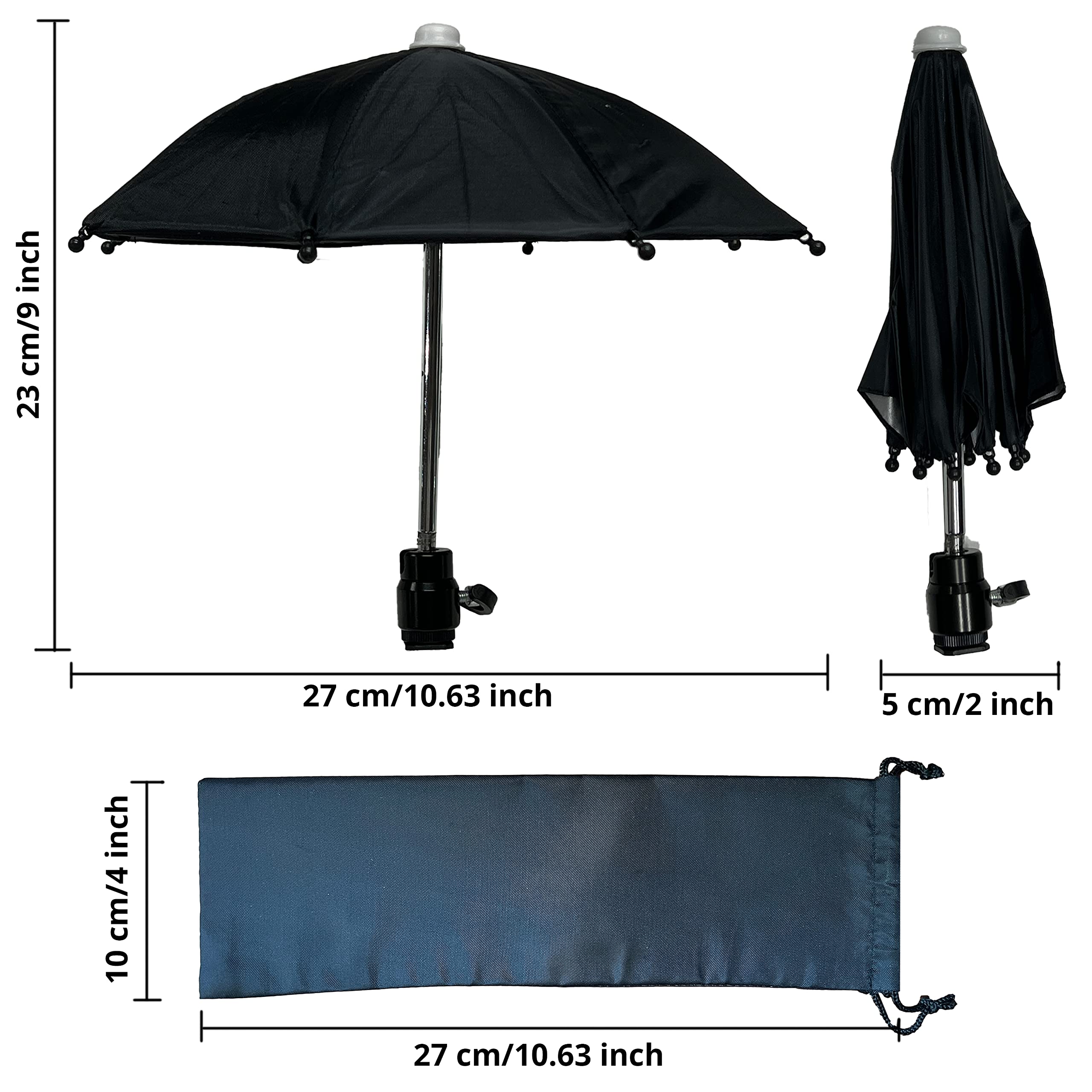 BelTech Hot Shoe Umbrella/Sunshade, Protects Camera from Rain, Bird Droppings, Sunlight, Snow, Camera Umbrella, Waterproof Camera Accessory