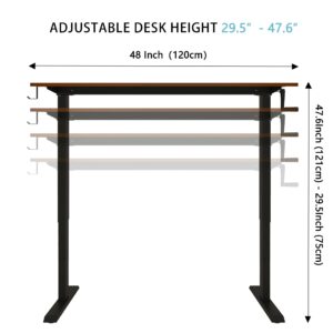 Win Up Time Manual Standing Desk Adjustable Height Heavy Duty- Crank Mobile Standing Desk 48 x 24 Inches Sit Stand Desk Frame & Top, Stand Up Desk on Wheels, Computer Desk Black Frame & Black