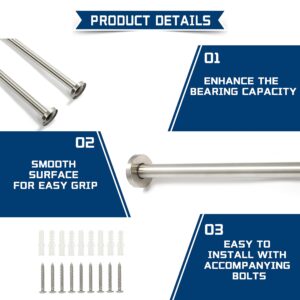 HECASA 24 Inch Handicap Grab Bars Rails 304 Stainless Steel Toilet Handrail Bathroom Safety Bar Wall Mount Floor Support Assist Bar for Disabled Elderly Mounted Bath Grips