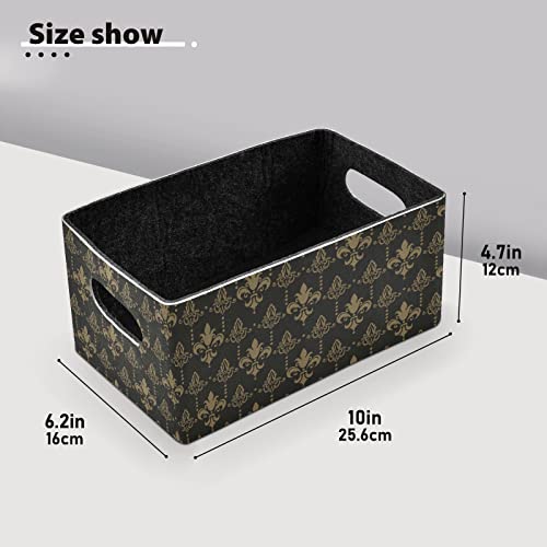 Emelivor Dark Floral Storage Basket Bins Set (2pcs) Felt Collapsible Storage Bins with Fabric Rectangle Storage Organizing Baskets for Nursery Toys,Kids Room,Clothes,Towels,Magazine