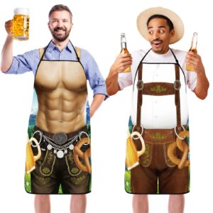 sintege 2 pack oktoberfest aprons german apron lederhosen and dirndl apron for oktoberfest bavarian beer festival party decor(men style)