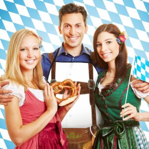 Sintege 2 Pack Oktoberfest Aprons German Apron Lederhosen and Dirndl Apron for Oktoberfest Bavarian Beer Festival Party Decor(Men Style)