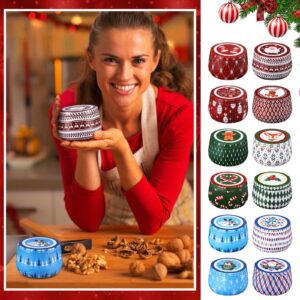 Yungyan Christmas Candle Tin Cans Set Metal Candles Tin Gifts Jars with Lids 8 oz Christmas Cookie Tins Candle Containers for Candle Making Storing Biscuits Tea Party Favors(24 Pcs)