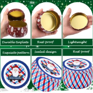 Yungyan Christmas Candle Tin Cans Set Metal Candles Tin Gifts Jars with Lids 8 oz Christmas Cookie Tins Candle Containers for Candle Making Storing Biscuits Tea Party Favors(24 Pcs)