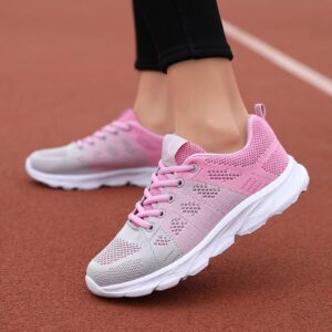 Zapatos Casuales de Mujer Womens Sneakers Sock Women’s Lace Up Loafers Comfortable Walking Shoes(0620jia66#A01 Pink,Size 10)