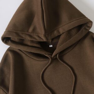 MakeMeChic Men's Casual Basic Thermal Pullover Hoodie Hooded Sweatshirt with Pocket Chocolate Brown L