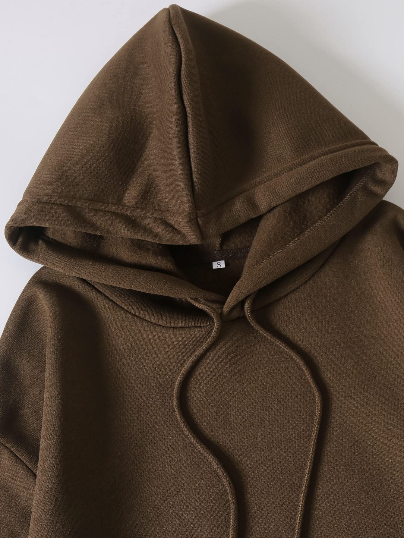 MakeMeChic Men's Casual Basic Thermal Pullover Hoodie Hooded Sweatshirt with Pocket Chocolate Brown L