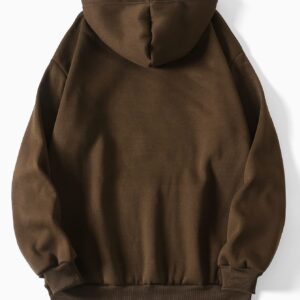 MakeMeChic Men's Casual Basic Thermal Pullover Hoodie Hooded Sweatshirt with Pocket Chocolate Brown L