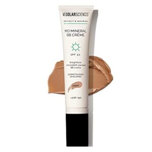 mdsolarsciences md mineral bb crème spf 50 – beauty balm sunscreen for face - vegan broad spectrum uv protection – blendable tinted cream – smooth, natural matte finish, light, 1.23 oz