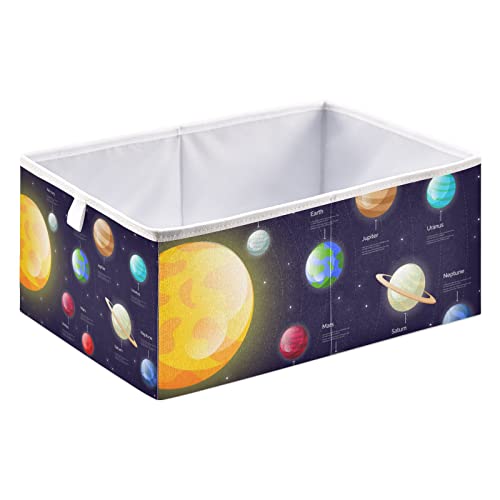 Solar System Storage Basket Storage Bin Rectangular Collapsible Storage Box Clothes Toys Bin Organizer for Home Kitchen Office