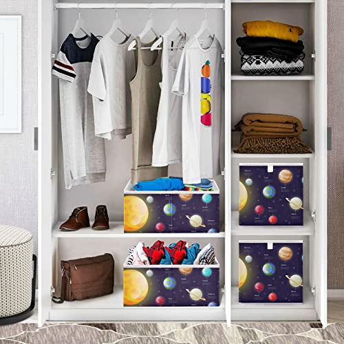 Solar System Storage Basket Storage Bin Rectangular Collapsible Storage Box Clothes Toys Bin Organizer for Home Kitchen Office