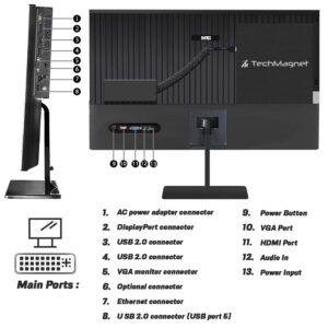 All in one Desktop Computer, TechMagnet Cheetah 4, Intel Core i3 4th Gen 2.9Ghz, 16GB DDR3, 120GB SSD, 27 inch LED Monitor, MTG Wireless Ergonomic Keyboard Mouse, WiFi, Win 10 Pro (Renewed)