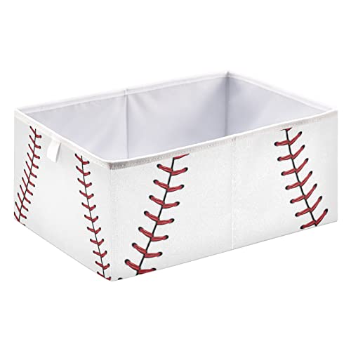 Softball Baseball Storage Basket Storage Bin Rectangular Collapsible Nursery Hamper Cute Bin Organizer for Laundry Room Balcony