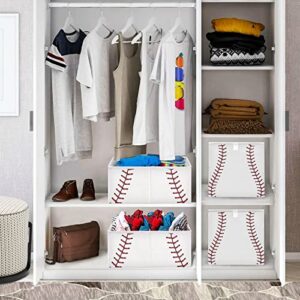 Softball Baseball Storage Basket Storage Bin Rectangular Collapsible Nursery Hamper Cute Bin Organizer for Laundry Room Balcony