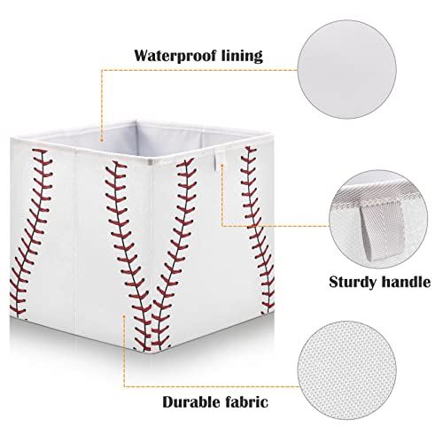 Softball Baseball Storage Basket Storage Bin Rectangular Collapsible Nursery Hamper Cute Bin Organizer for Laundry Room Balcony