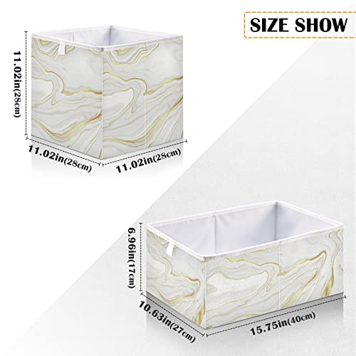 Gold Marble Storage Basket Storage Bin Square Collapsible Toy Bins Nursery Storage Hamper Organizer for Home Toys Clothes Kids