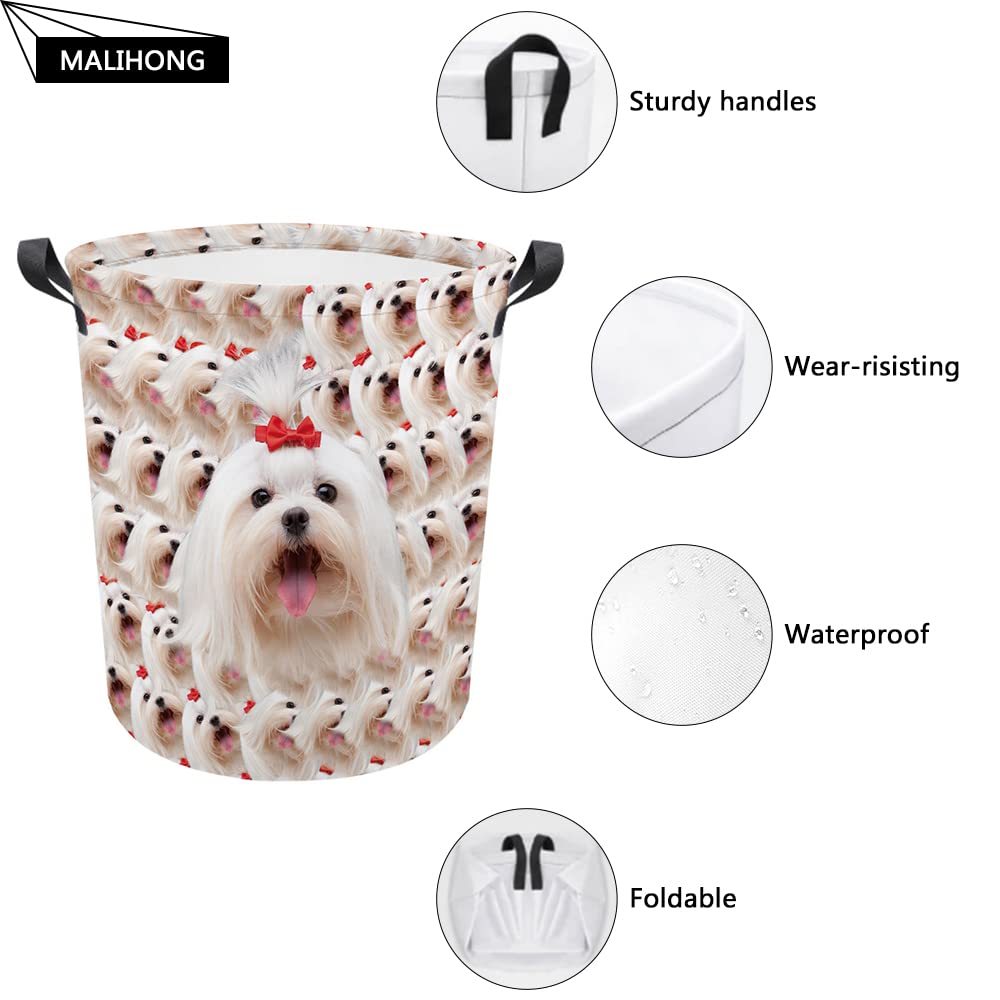 MALIHONG Cat Face Laundry Basket with Handle Domestic Short Haired Cat Mash Face Animal Laundry Hamper Waterproof Fabric Toy Box Clothes Storage Fodable Washing Bag for Bedroom Nursery