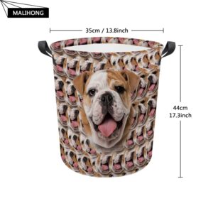 MALIHONG Cat Face Laundry Basket with Handle Domestic Short Haired Cat Mash Face Animal Laundry Hamper Waterproof Fabric Toy Box Clothes Storage Fodable Washing Bag for Bedroom Nursery