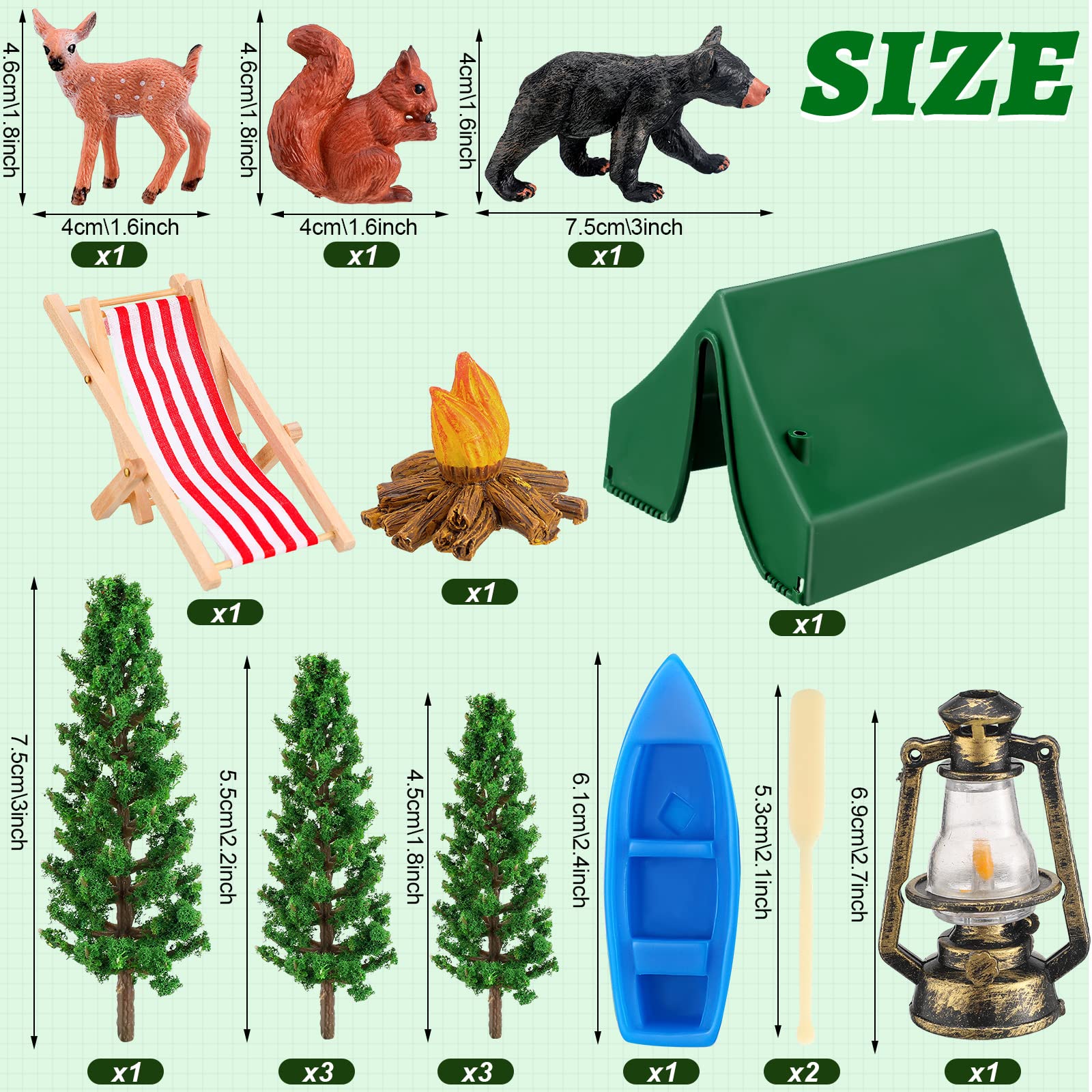 16 Pcs Camping Cake Toppers Camping Cake Decorations Set Camping Party Decorations Camping Birthday Party Supplies Camp Cake Topper Include Tent Campfire for Kids Camper Forest Theme Party