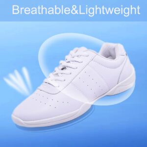 yamerbo Cheer Shoes for Youth Girls, White Varsity Cheerleading Shoes for Women, Breathable and Lightweight Dance Athletic Flats, Women Competition Training Tennis Sneaker Shoes -White 1