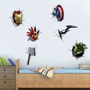 New Superhero Wall Decals Boys Girls Favorite Movie Wall Stickers Peel and Stick Decal for Bedroom Game Room Party Wall Art