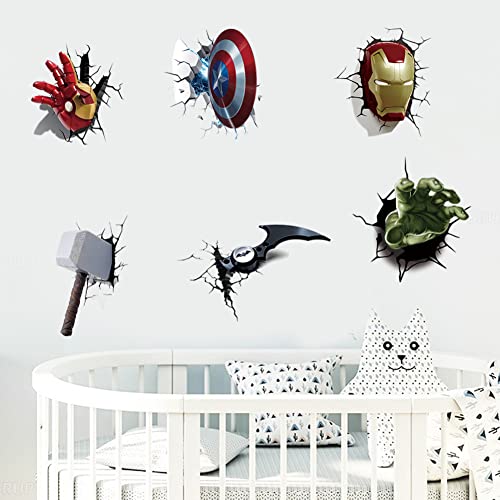 New Superhero Wall Decals Boys Girls Favorite Movie Wall Stickers Peel and Stick Decal for Bedroom Game Room Party Wall Art