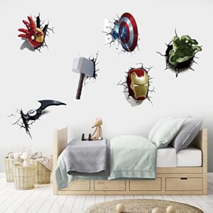 New Superhero Wall Decals Boys Girls Favorite Movie Wall Stickers Peel and Stick Decal for Bedroom Game Room Party Wall Art