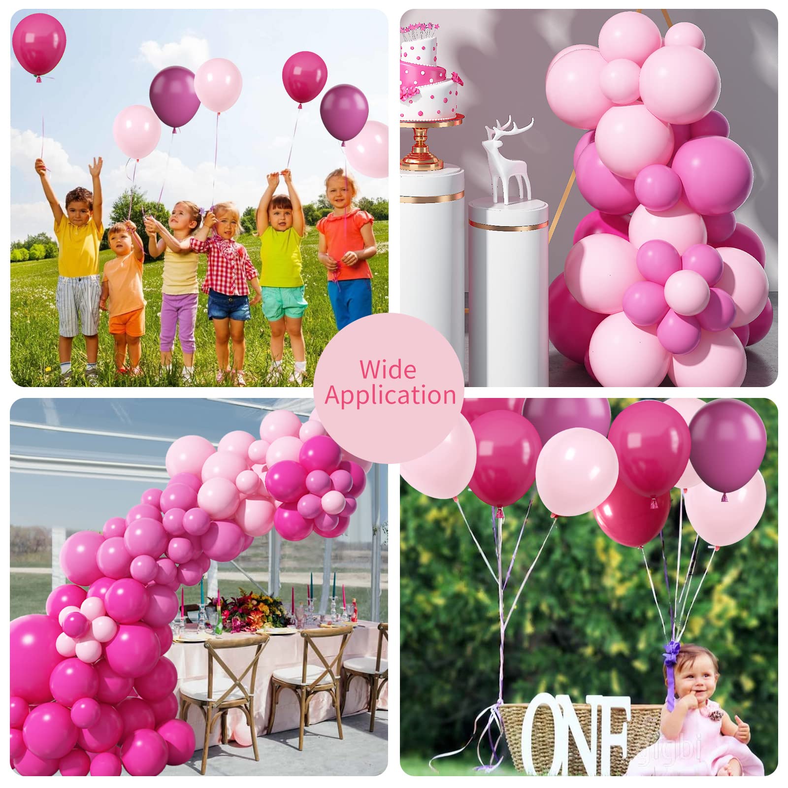 GREMAG Pink Balloon Garland Kit, Hot Pink Balloons Arch Party Decorations, 97 Pcs Macaron Pink Retro Peach, 18 12 10 5 Inch Latex Balloons with Balloon Flower For Birthday Shower Princess Theme Decor