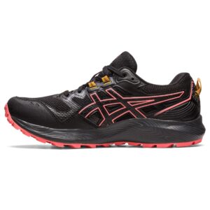 asics women's gel-sonoma 7 gtx running shoes, 10, black/sandstorm