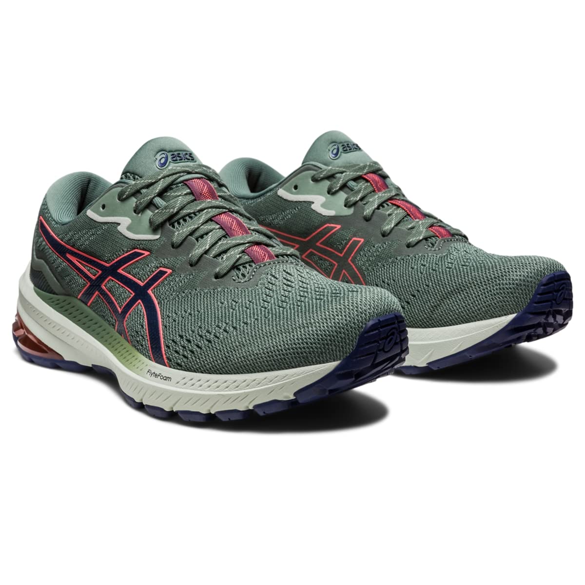 ASICS Women's GT-1000 11 Trail Running Shoes, 8, Nature Bathing/Papaya