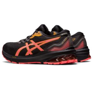 ASICS Women's GT-1000 11 GTX Running Shoes, 8.5, Black/Papaya