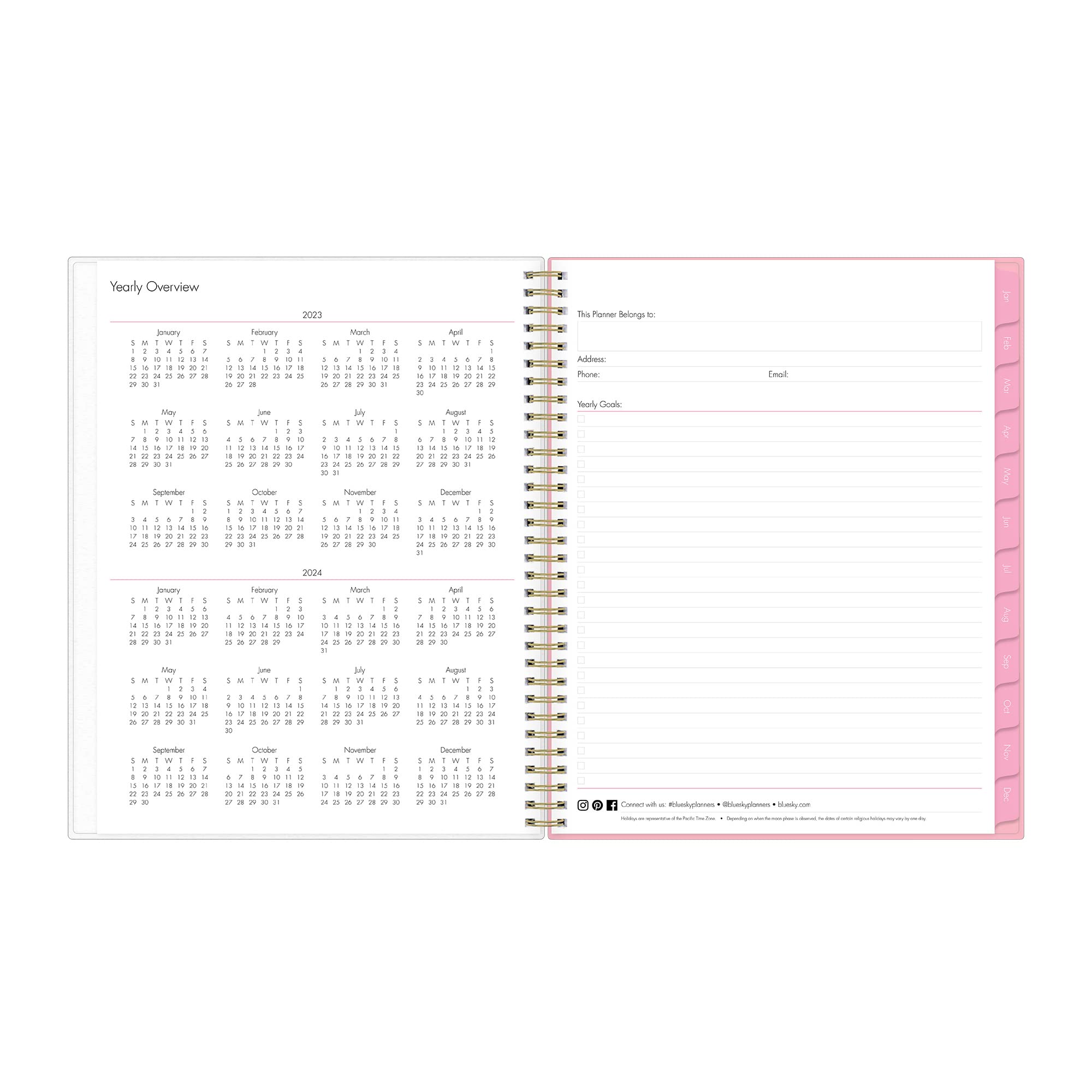 Blue Sky 2023 Weekly and Monthly Planner, January - December, 8.5" x 11", Frosted Cover, Wirebound, Mimi Pink (137264-23)