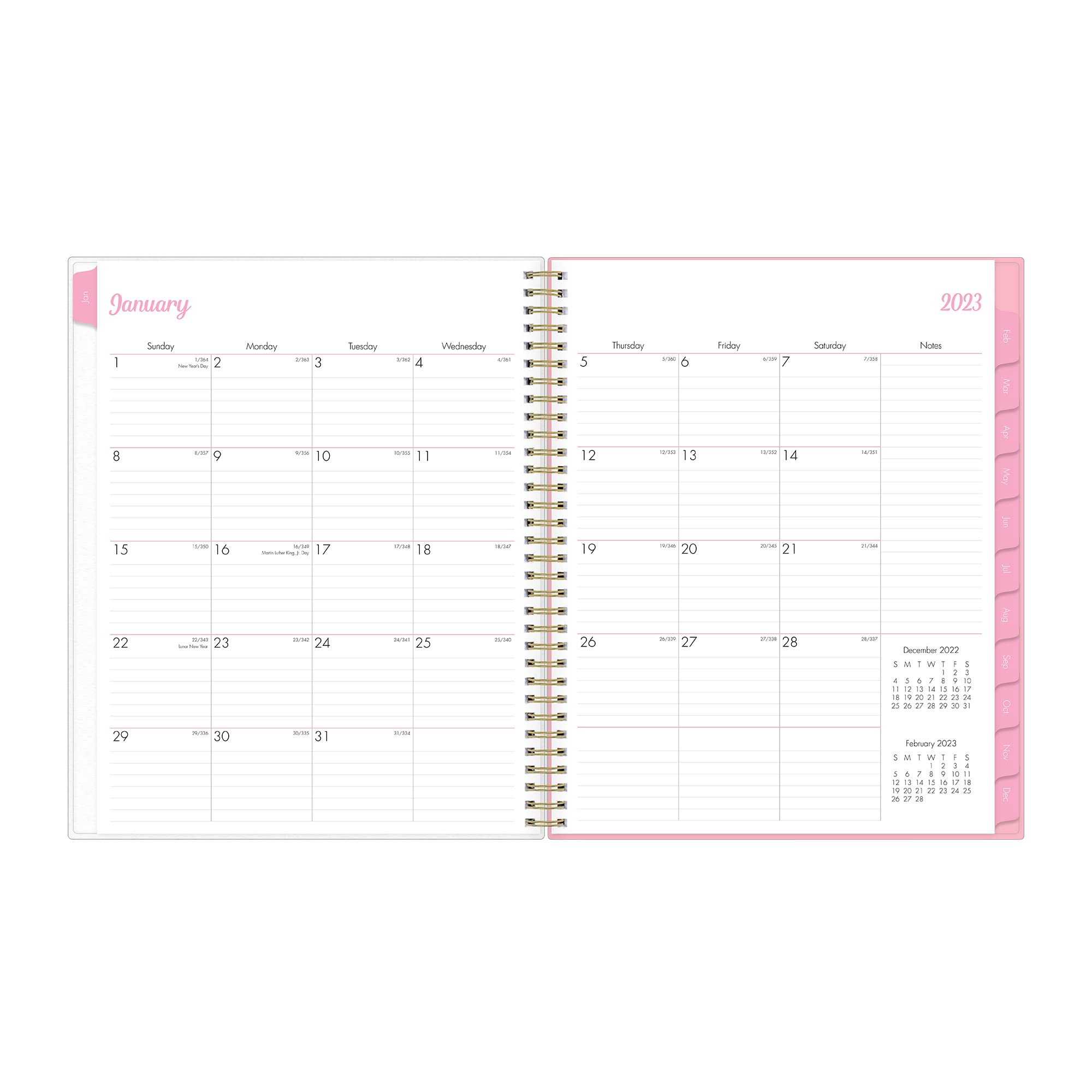 Blue Sky 2023 Weekly and Monthly Planner, January - December, 8.5" x 11", Frosted Cover, Wirebound, Mimi Pink (137264-23)