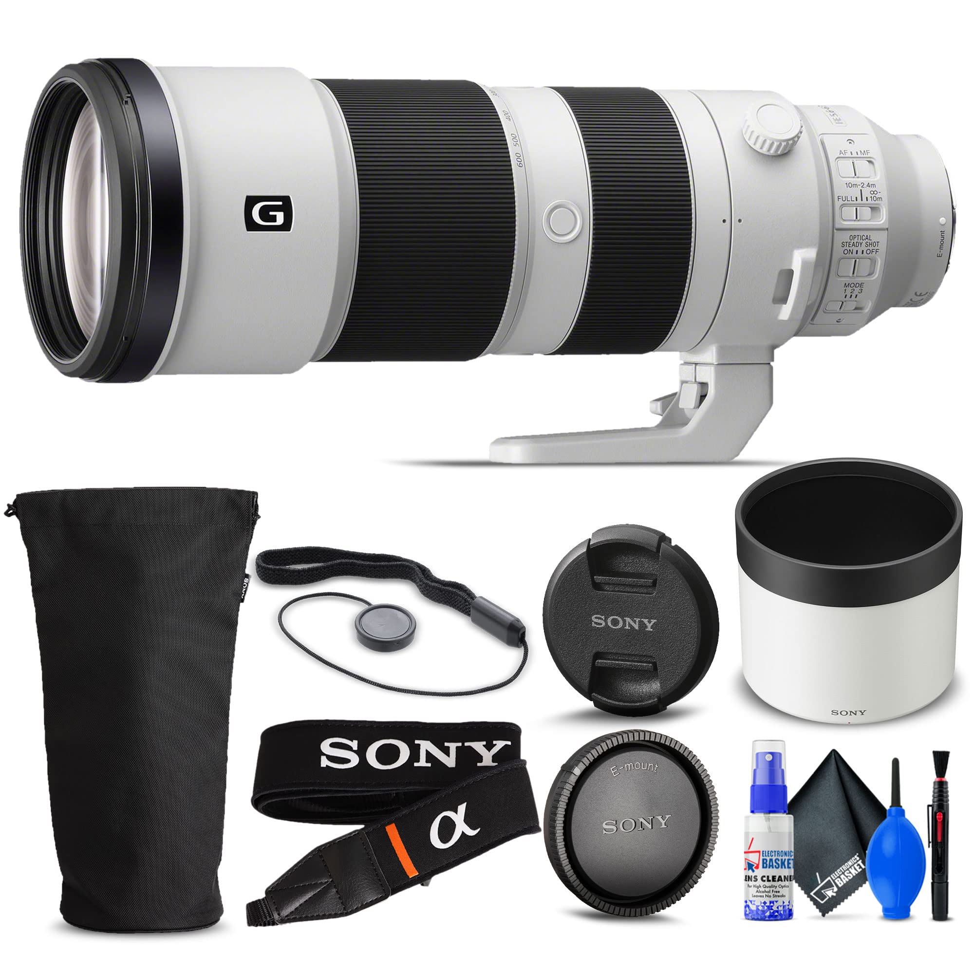 Sony FE 200-600mm f/5.6-6.3 G OSS Lens (SEL200600G) + Lens Cap Keeper + Cleaning Kit + More (Renewed)