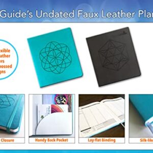 InnerGuide Undated Yearly Wellness Planner - Daily Weekly & Monthly Organizer & Appointment Book - Goal Setting - Journal - Faux Leather Cover - “8” x 9” - Turquoise