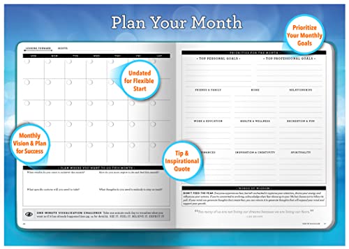 InnerGuide Undated Yearly Wellness Planner - Daily Weekly & Monthly Organizer & Appointment Book - Goal Setting - Journal - Faux Leather Cover - “8” x 9” - Turquoise