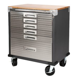 seville classics rolling lockable cabinet storage, 6-drawer (28" w x 18" d), graphite