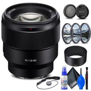 sony fe 85mm f/1.8 lens (sel85f18/2) + filter kit + lens cap keeper + cleaning kit + more (renewed)