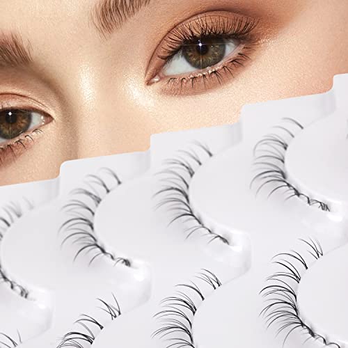 False Eyelashes Bottom Lashes Wispy Natural DIY Fake Eye Lashes Clear Band Mink Lashes Reusable Soft Handmade Lashes Pack