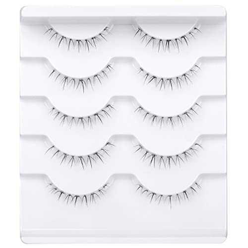 False Eyelashes Bottom Lashes Wispy Natural DIY Fake Eye Lashes Clear Band Mink Lashes Reusable Soft Handmade Lashes Pack