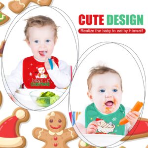 Eurzom Christmas Baby Bib Babies First Christmas Baby Gifts Xmas Newborn Bibs for Baby Girl Boy with Adjustable Closure Baby Drooling Bibs Waterproof for Toddler Infant Unisex, 4 Styles