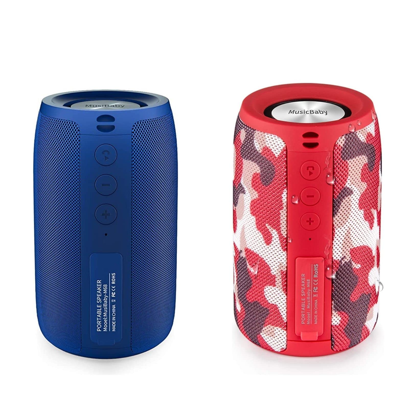 Bluetooth Speaker,MusiBaby Bluetooth Speakers,Outdoor, Portable,Waterproof,Wireless Speakers,Dual Pairing, Bluetooth 5.0,Loud Stereo,Booming Bass,1500 Mins Playtime for Home,Party (M68 Blue+Red)