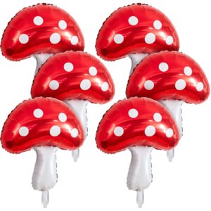 6 pcs mushroom foil balloons mushroom birthday decor 31 x 21 inch fun mushroom party decorations cute mushroom balloons forest plant theme balloon for baby shower wedding celebration