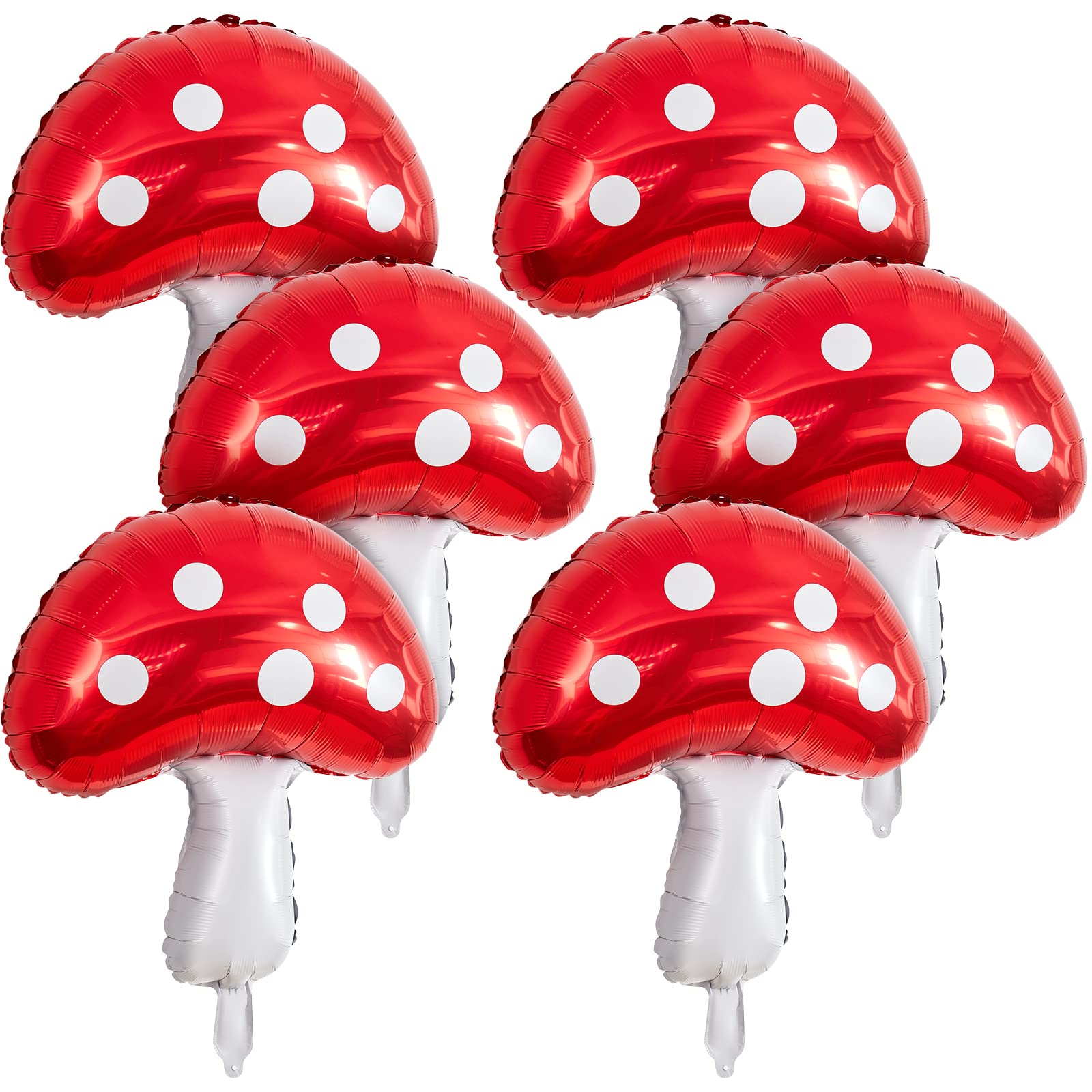 6 Pcs Mushroom Foil Balloons Mushroom Birthday Decor 31 x 21 Inch Fun Mushroom Party Decorations Cute Mushroom Balloons Forest Plant Theme Balloon for Baby Shower Wedding Celebration