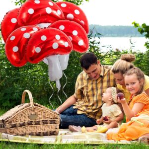 6 Pcs Mushroom Foil Balloons Mushroom Birthday Decor 31 x 21 Inch Fun Mushroom Party Decorations Cute Mushroom Balloons Forest Plant Theme Balloon for Baby Shower Wedding Celebration