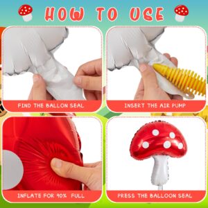 6 Pcs Mushroom Foil Balloons Mushroom Birthday Decor 31 x 21 Inch Fun Mushroom Party Decorations Cute Mushroom Balloons Forest Plant Theme Balloon for Baby Shower Wedding Celebration